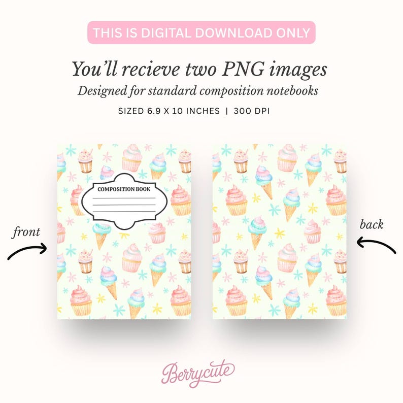 Printable Composition Notebook Cover PNG, Back to School Design ...