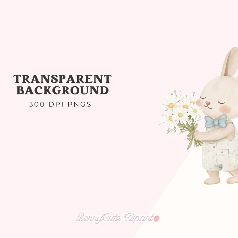Boho Bunny Clipart Pack, Watercolor Rabbit Illustrations, Boho Easter ...