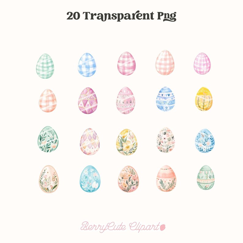 Easter Egg Clipart Pack, Egg Hunt Png, Spring Clipart, Watercolor Eggs ...