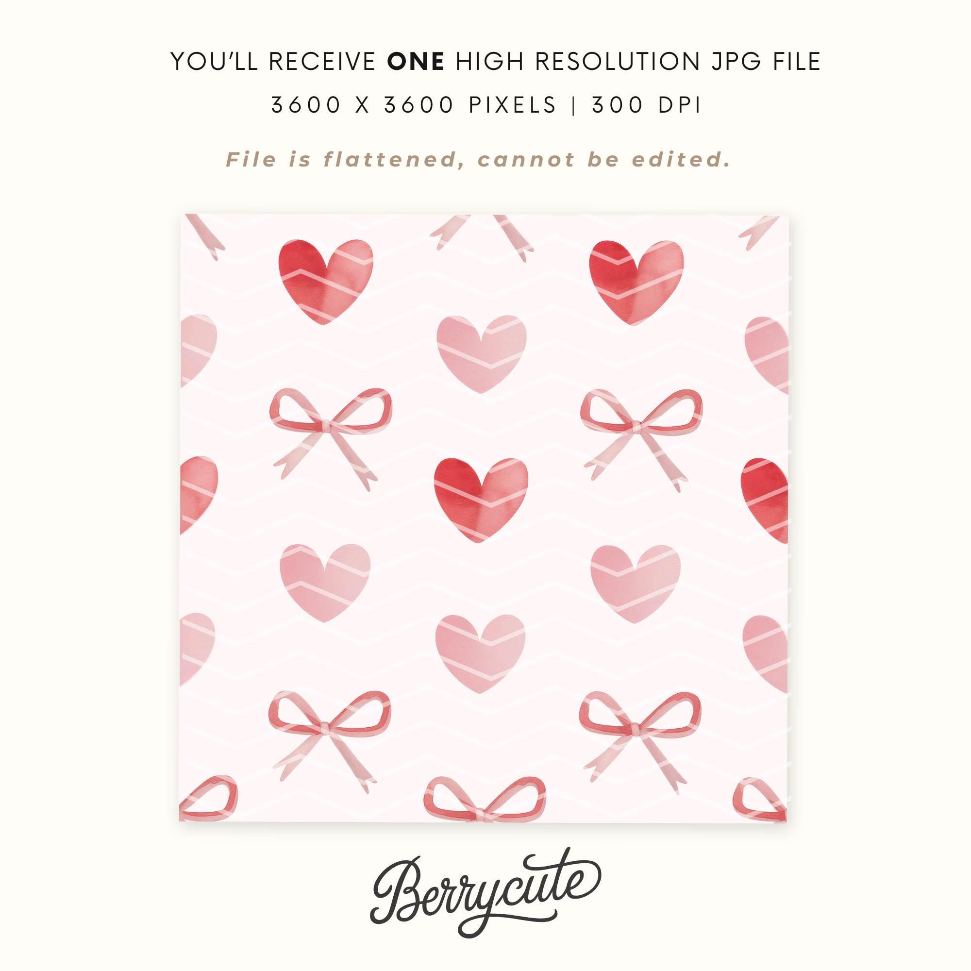 Bows and Hearts Seamless Pattern, Valentine Digital Paper, Love ...