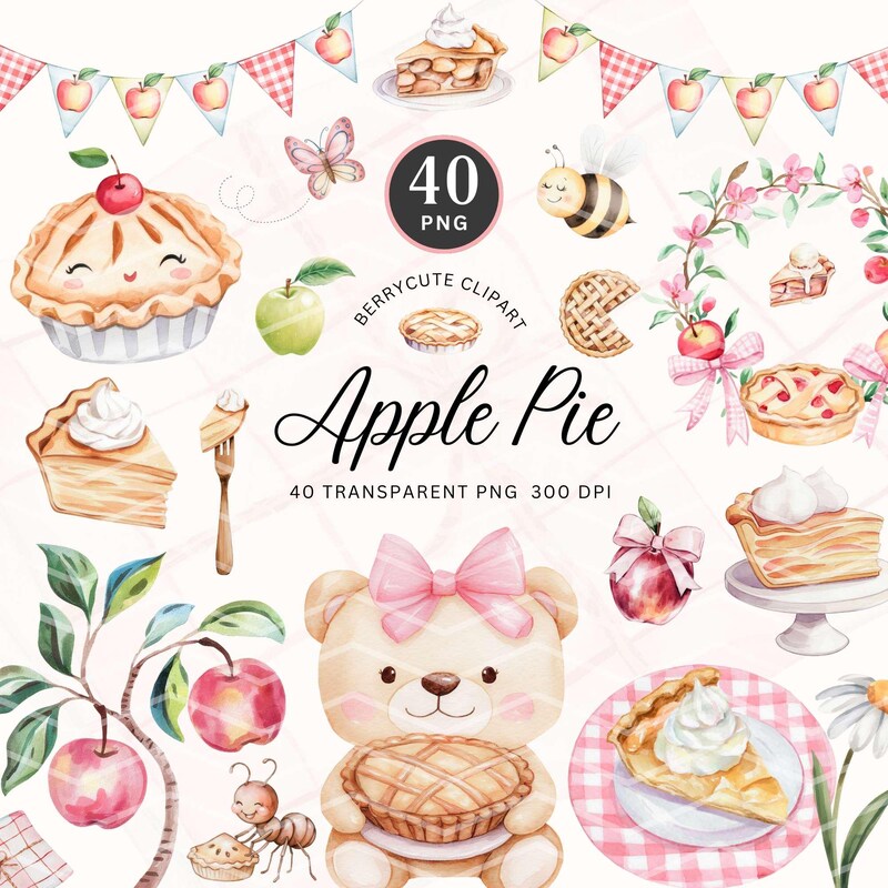 Apple Pie Clipart - Etsy