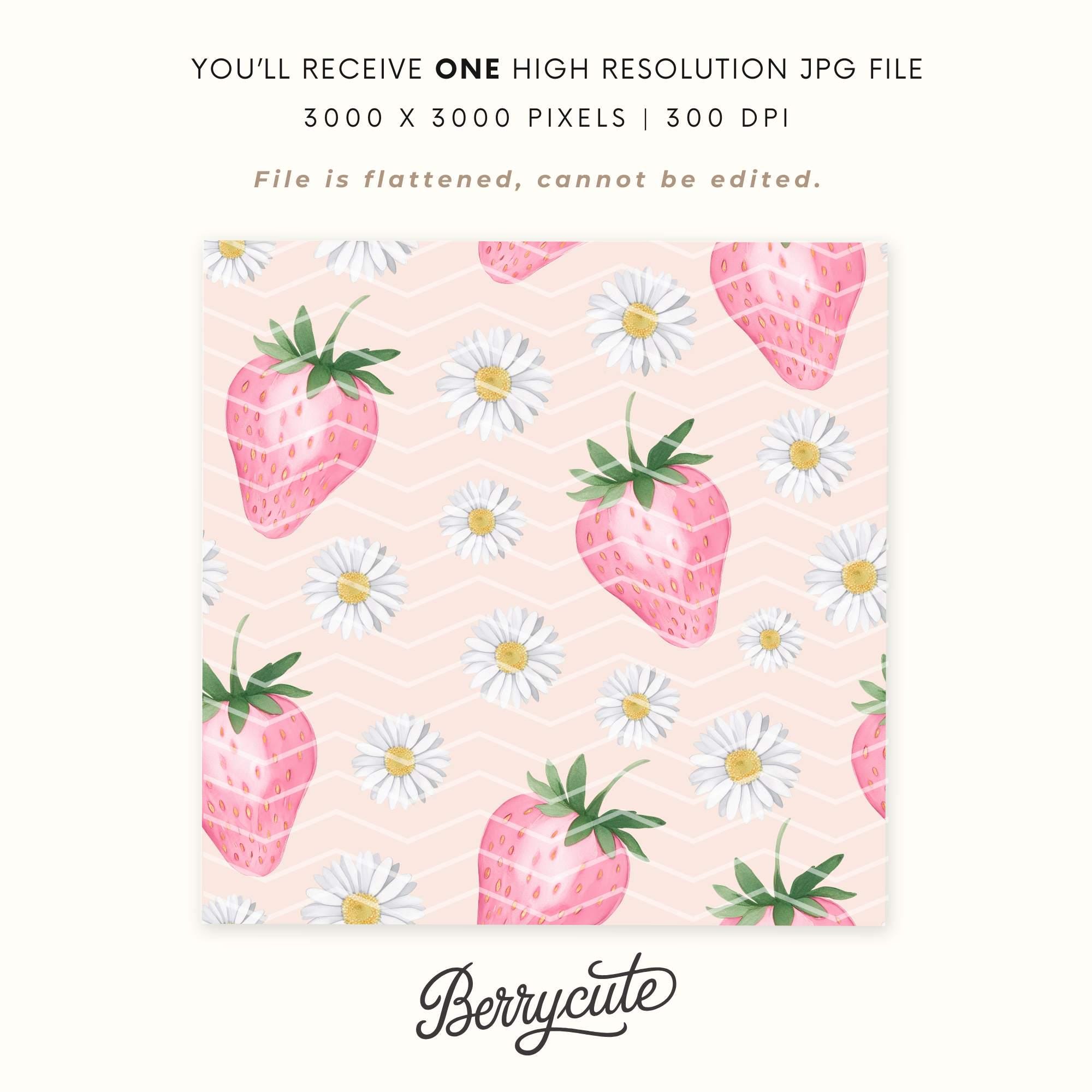 Strawberry Daisy Seamless Pattern, Pink Strawberry Pattern, Strawberry ...