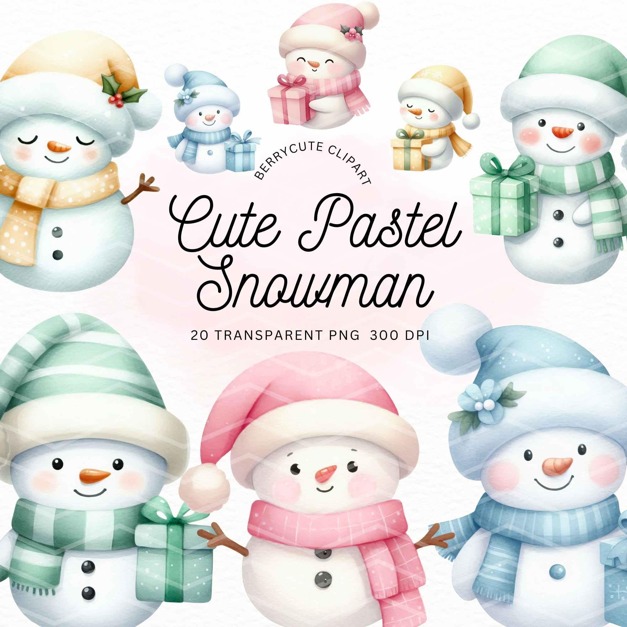 Cute Snowman Clipart Pack, Frosty the Snowman Clipart, Christmas ...
