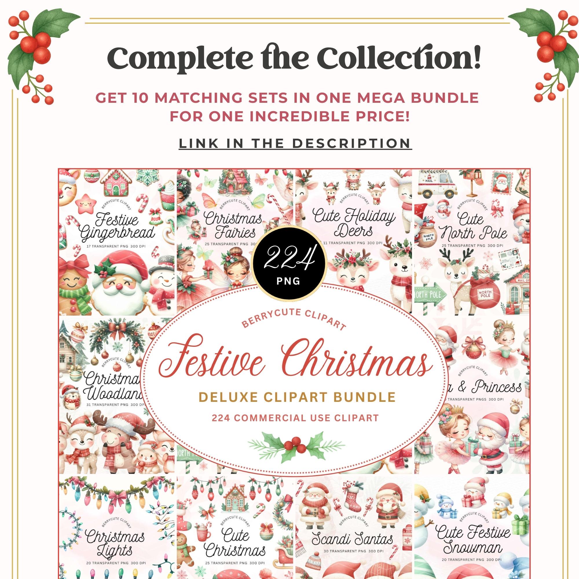 Whimsical Christmas Clipart Pack, Cute Christmas Clipart, Snowman ...