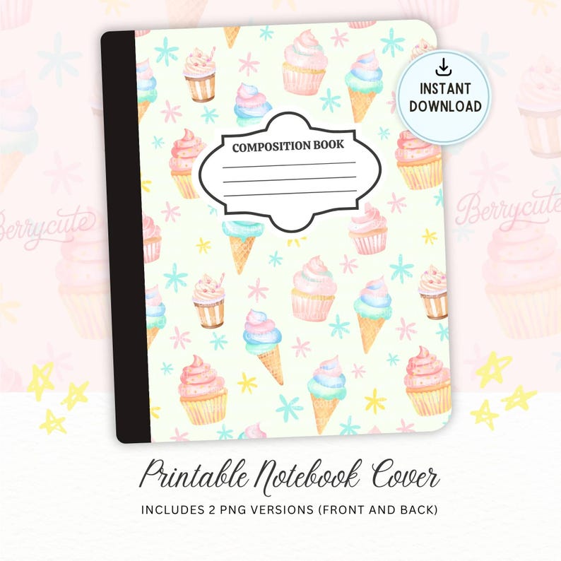 Printable Composition Notebook Cover PNG, Back to School Design ...