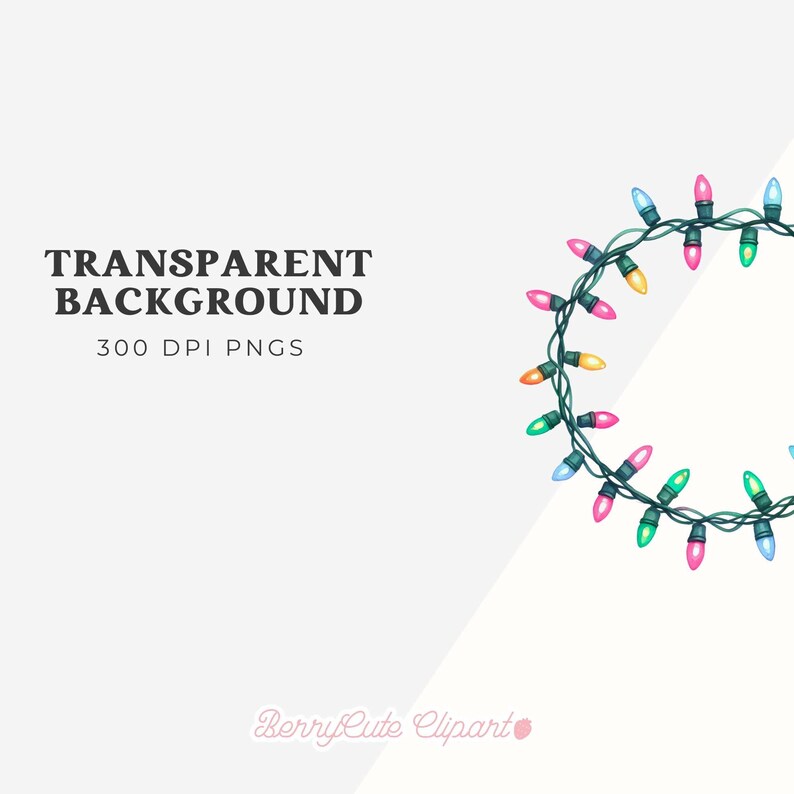 Watercolor Christmas Lights Clipart, Cute String Lights PNG, Holiday ...