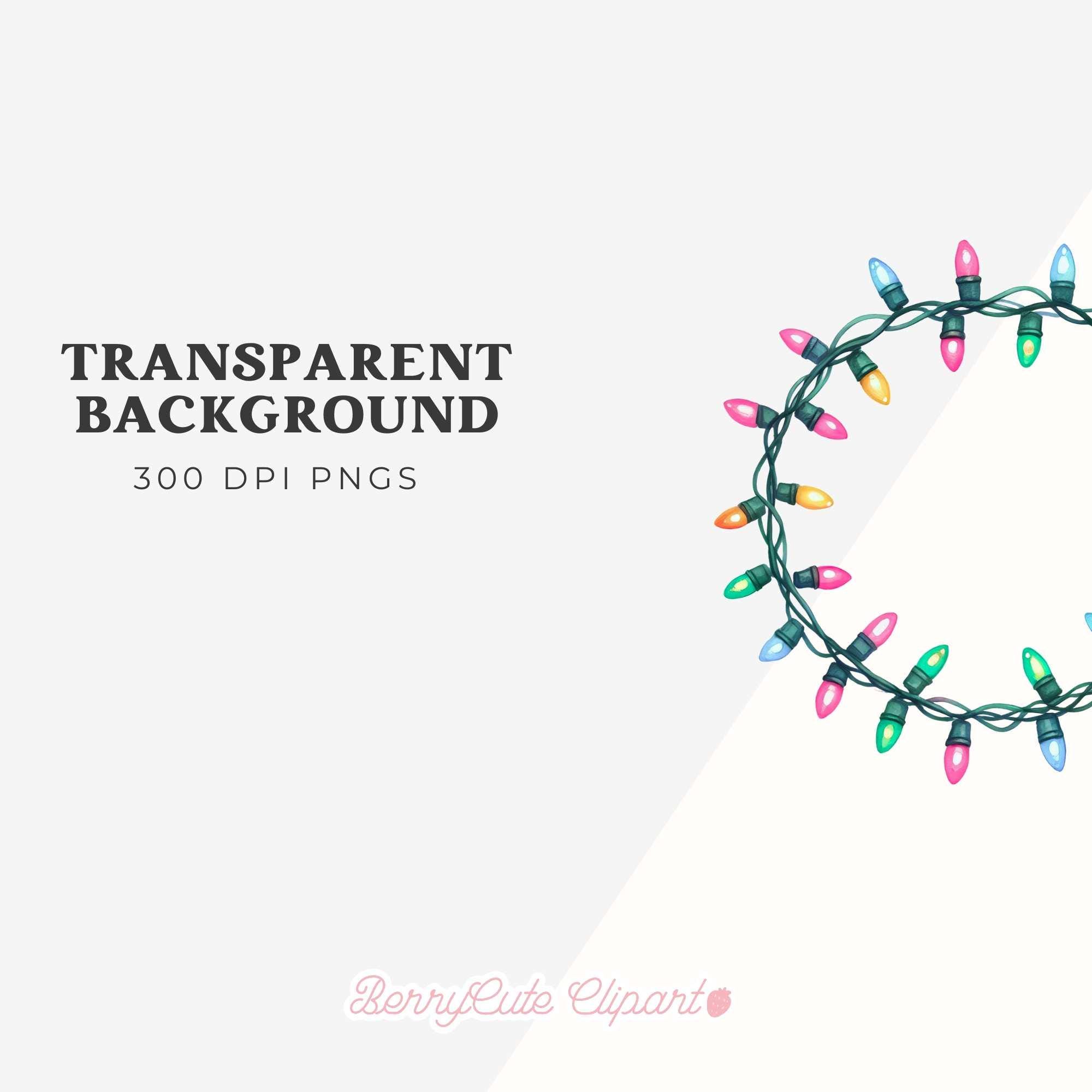 Watercolor Christmas Lights Clipart, Cute String Lights PNG, Holiday ...