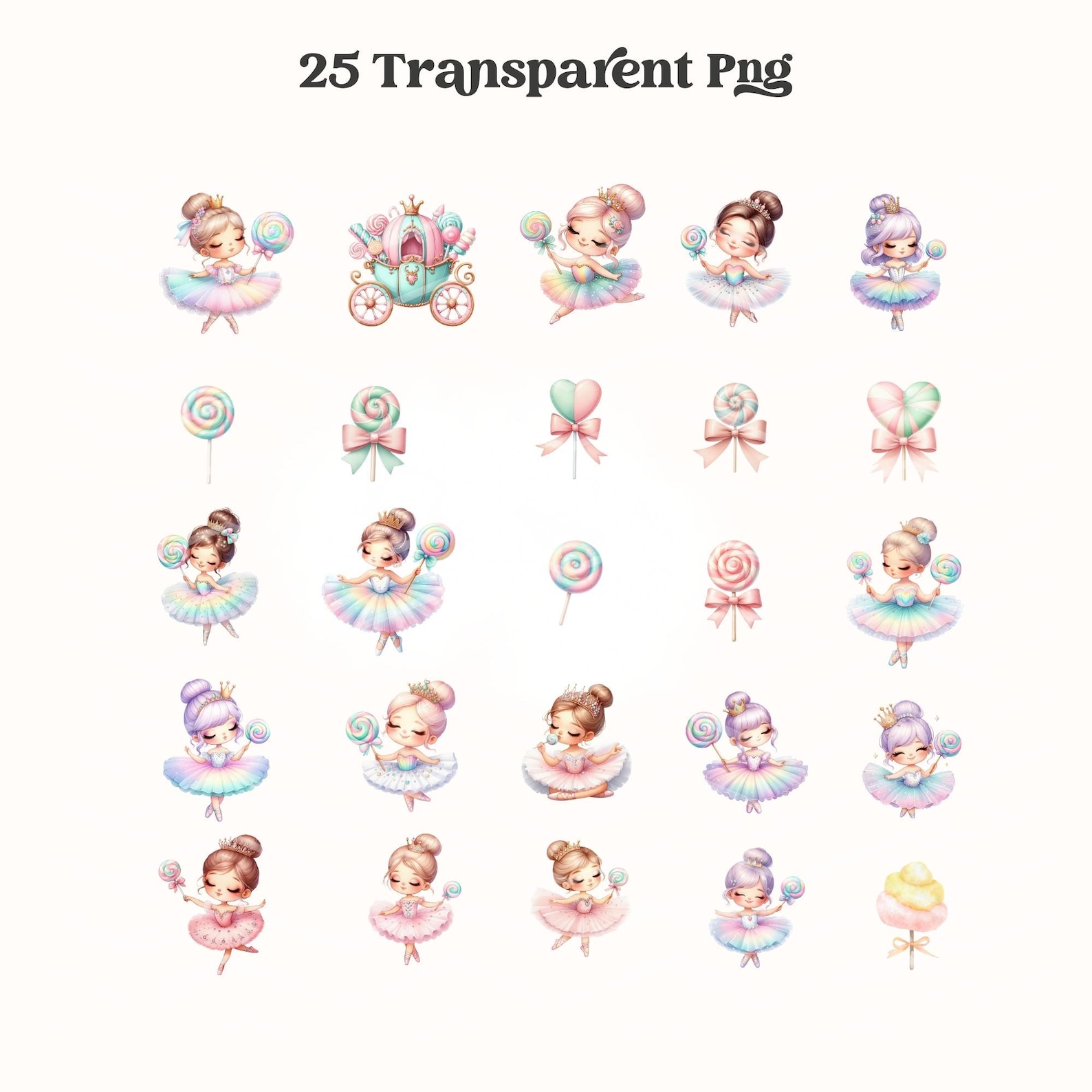 Candy Princess Clipart Pack, Little Princess Clipart, Princess Carriage ...