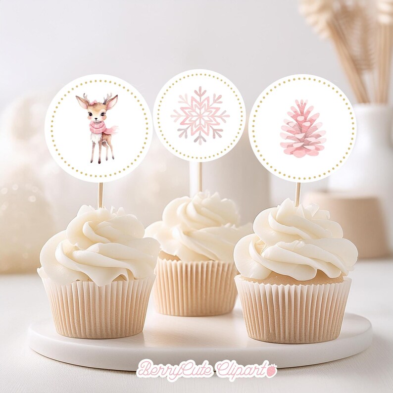 Winter Deer Clipart Pack, Deer Clipart, Pink Deer PNG, Winter ...
