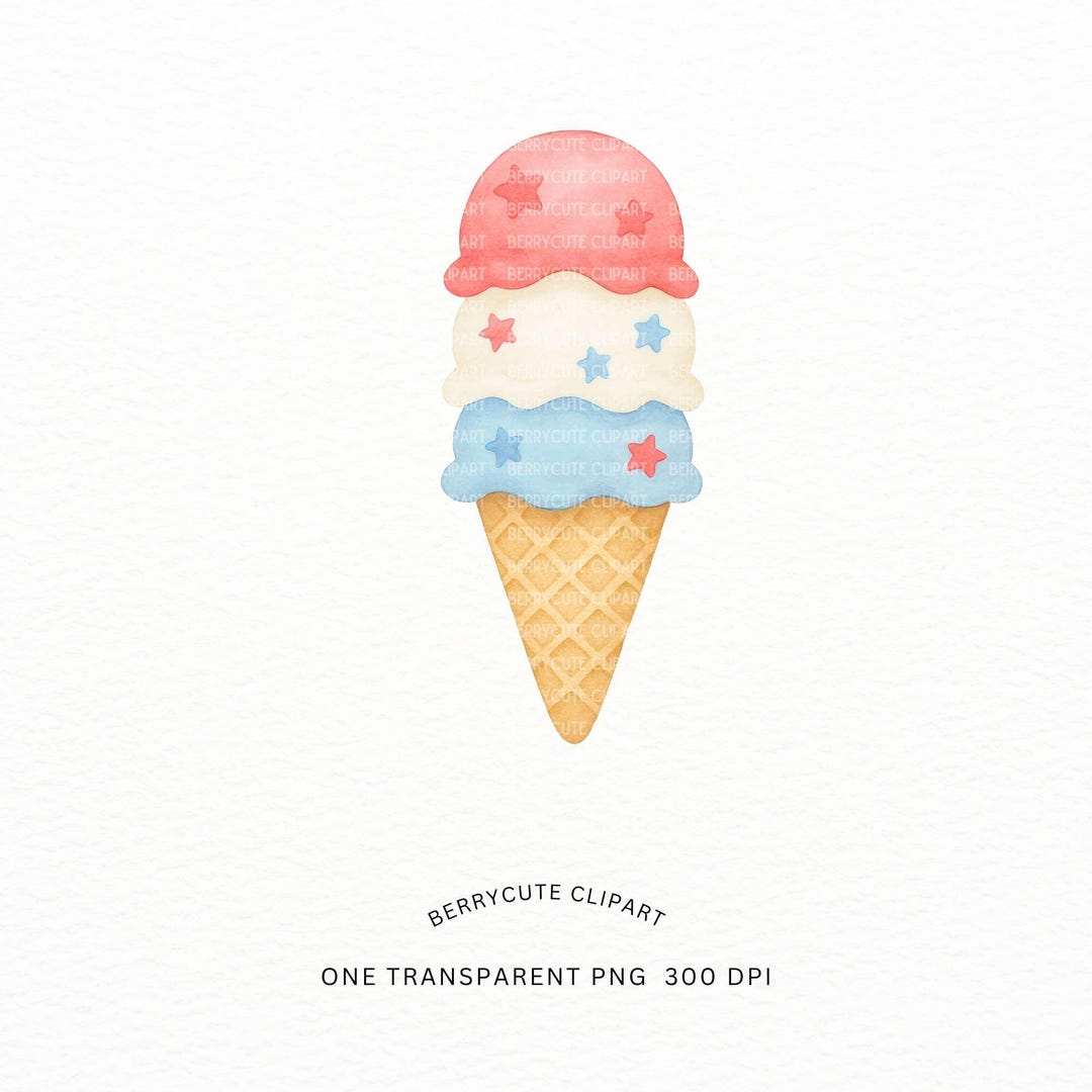 Preppy Patriotic Clip Art, Ice Cream PNG, Fourth of July Clipart, Red ...