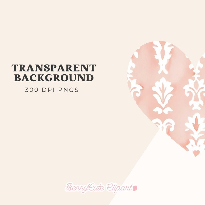 Boho Hearts Clipart Pack, Boho Valentine Clipart, Hanging Hearts ...