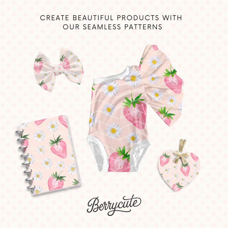 Strawberry Daisy Seamless Pattern, Pink Strawberry Pattern, Strawberry ...