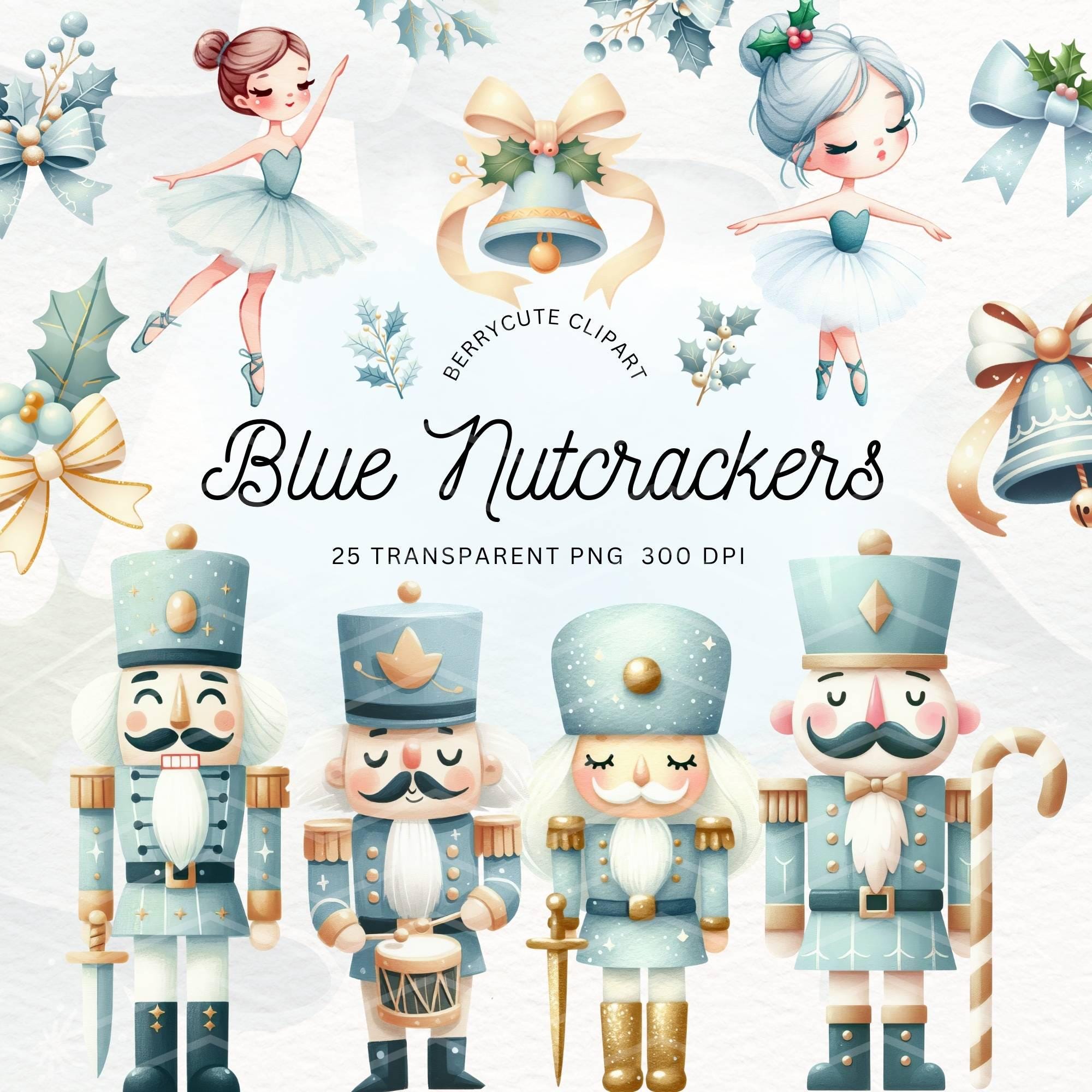 Nutcracker Ballet Clipart Pack, Blue Nutcracker Clipart, Blue Christmas ...