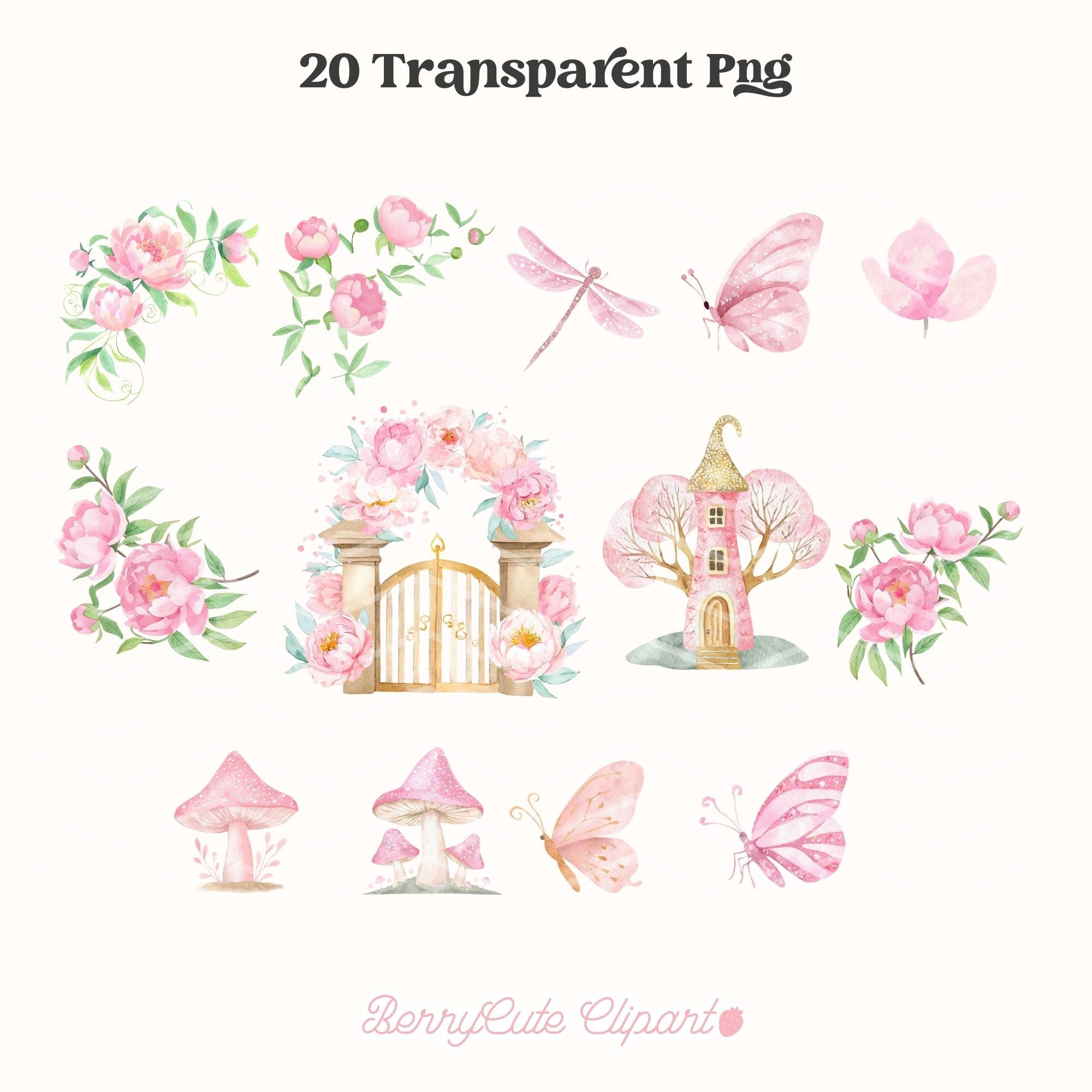 Imágenes prediseñadas de jardín de hadas rosa, imágenes prediseñadas de ...