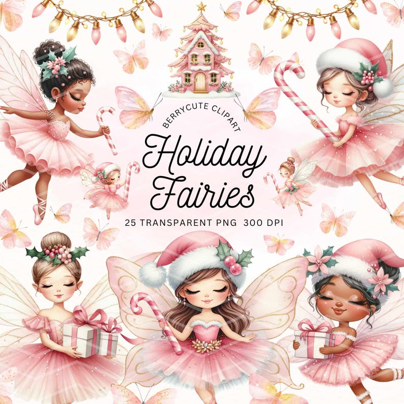 Christmas Fairy Clipart Bundle, Winter Fairy Clipart, Pink Fairy Png ...