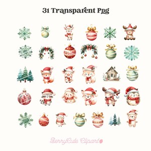 Woodland Christmas Clipart Pack, Winter Woodland, Cute Forest Animals ...