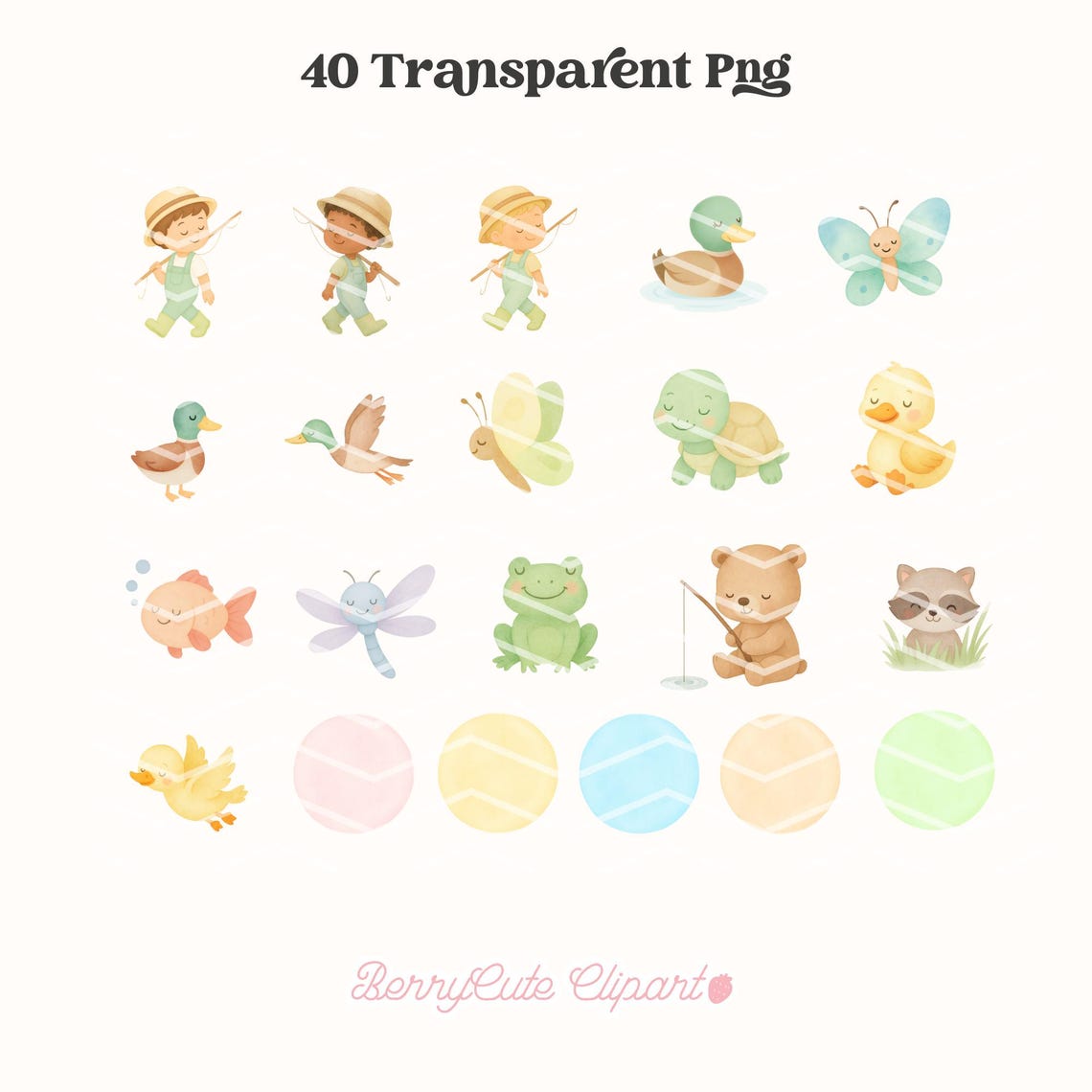 Pond Life Clipart Bundle, Pond Scene Clipart, Frog Clipart, Duck Pond ...