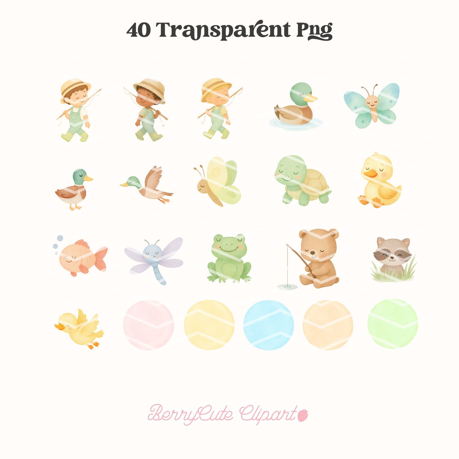 Pond Life Clipart Bundle, Pond Scene Clipart, Frog Clipart, Duck Pond ...