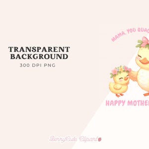 Mother’s Day Clipart, Cute Duck Clipart, Mom and Baby Duck PNG, Quack ...