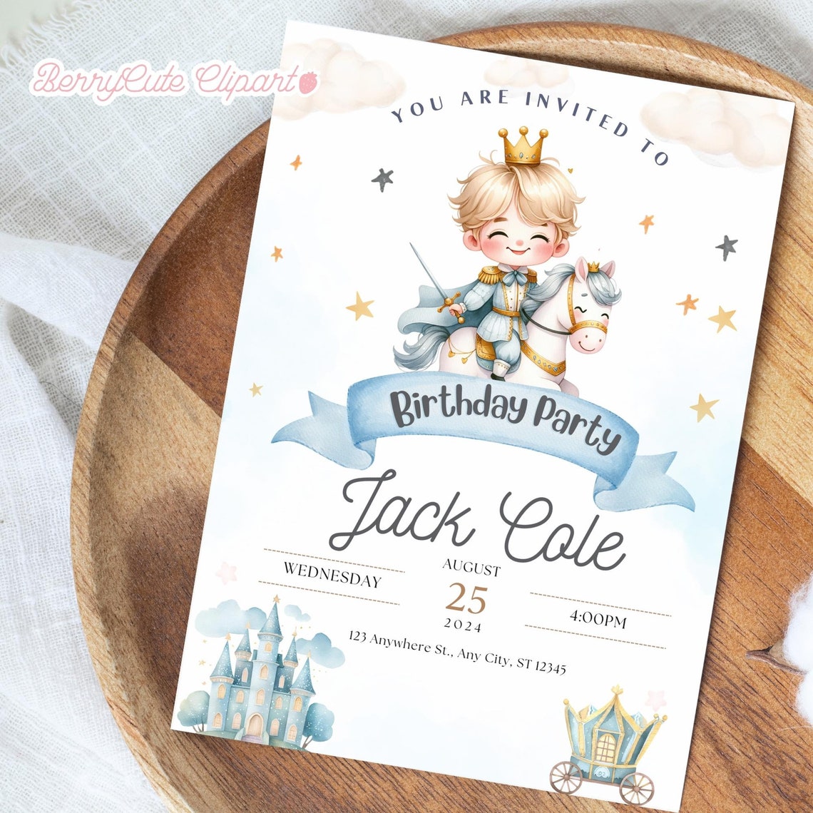 Cute Prince Clipart Pack, Prince Birthday Party Clipart, Royal Crown ...