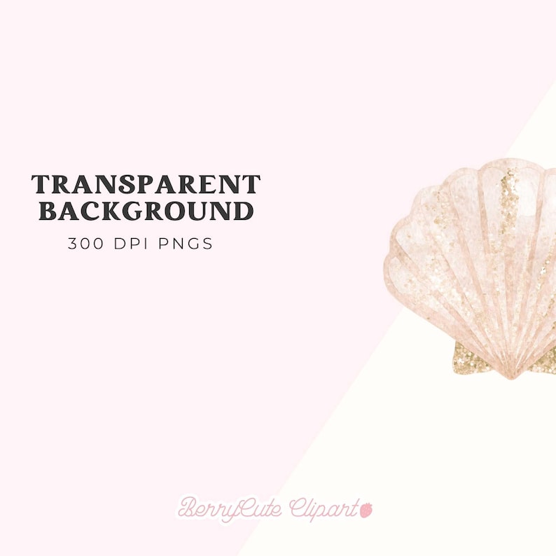 Boho Seashell Clipart Pack, Iridescent Beige Mermaid Shells Png ...