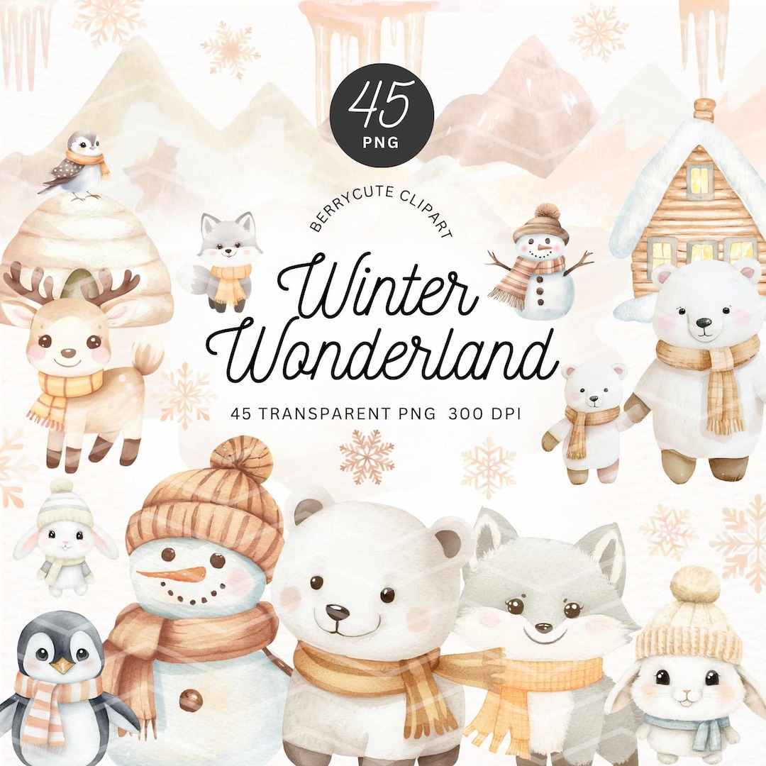 Winter Wonderland Clipart Bundle, Neutral Christmas Clipart, Boho ...
