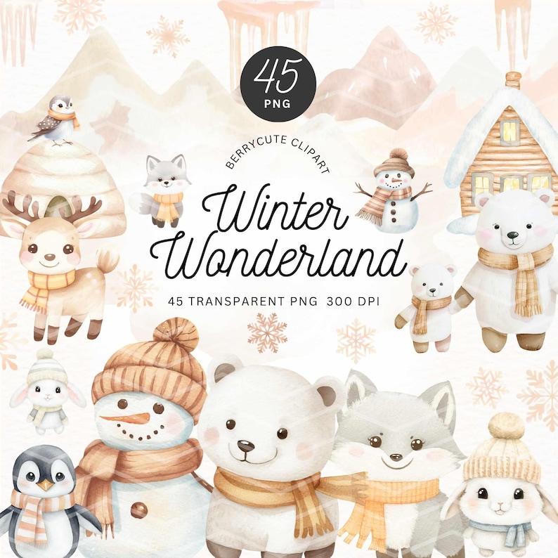 Winter Wonderland Clipart Bundle, Neutral Christmas Clipart, Boho ...