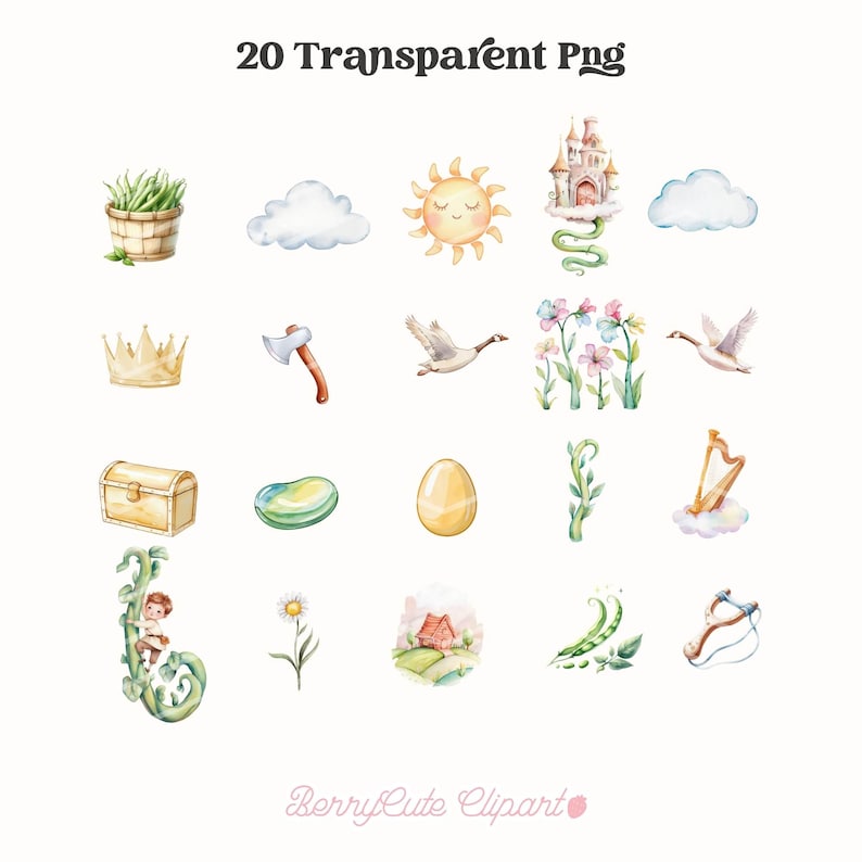 Jack and the Beanstalk Clipart, Magic Beans Clipart, Fairy Tale PNG ...