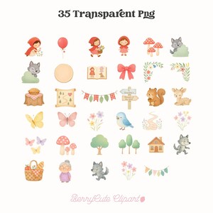 Little Red Riding Hood Clipart Set, Fairy Tale Clipart, Woodland ...