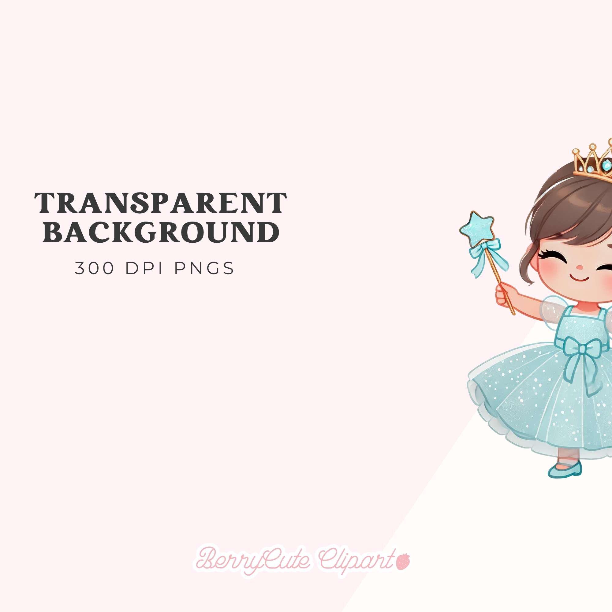 Blue Princess Clipart Pack, Little Princess Clipart, Cute Princess ...