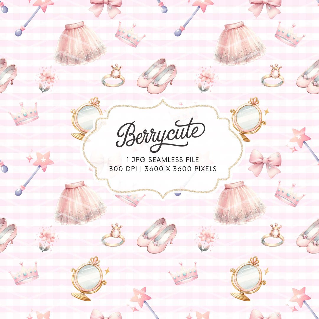 Pink Princess Seamless Pattern, Princess Fabric Design, Fairytale ...