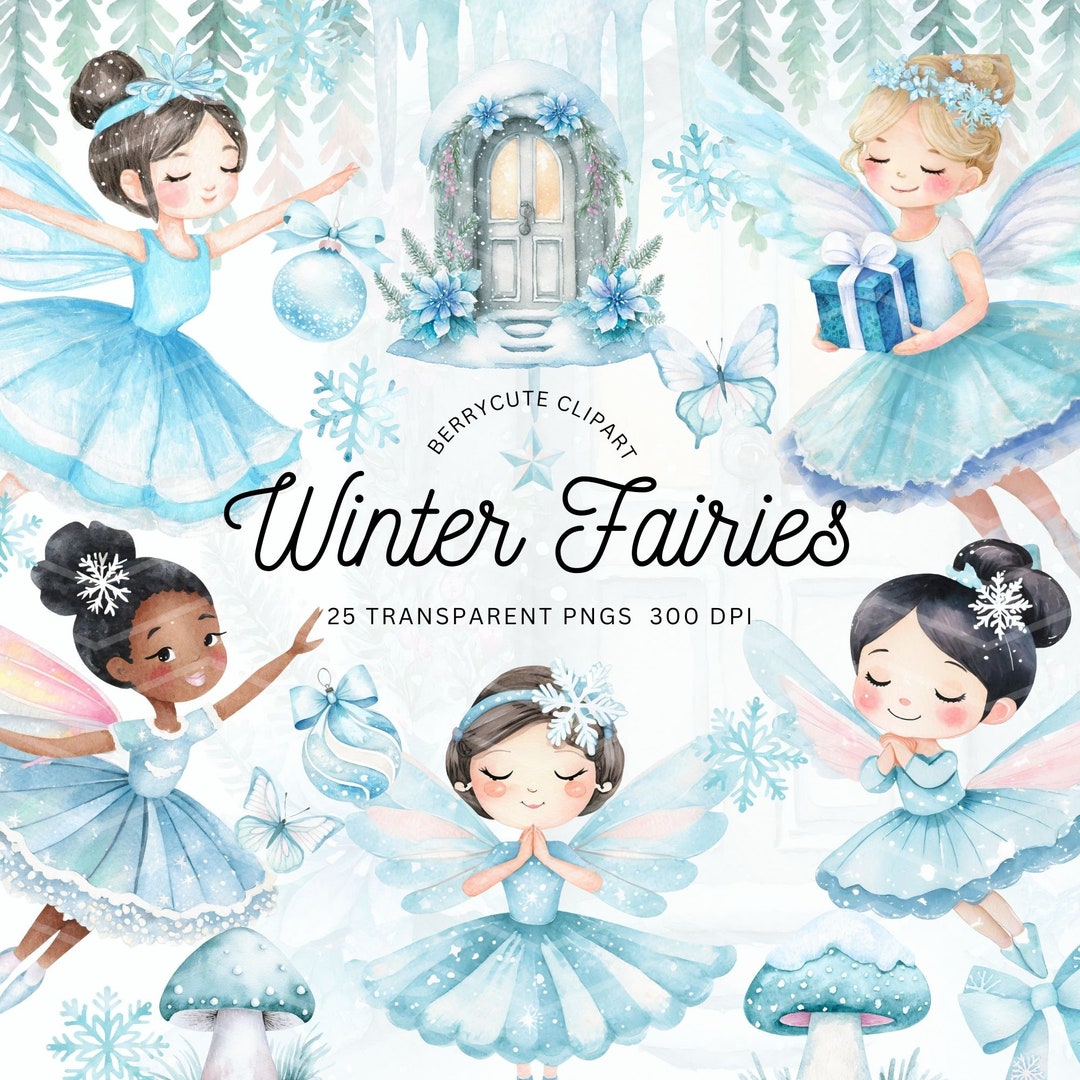 Winter Fairy Clipart Pack, Winter Forest, Fantasy Clipart, Winter ...