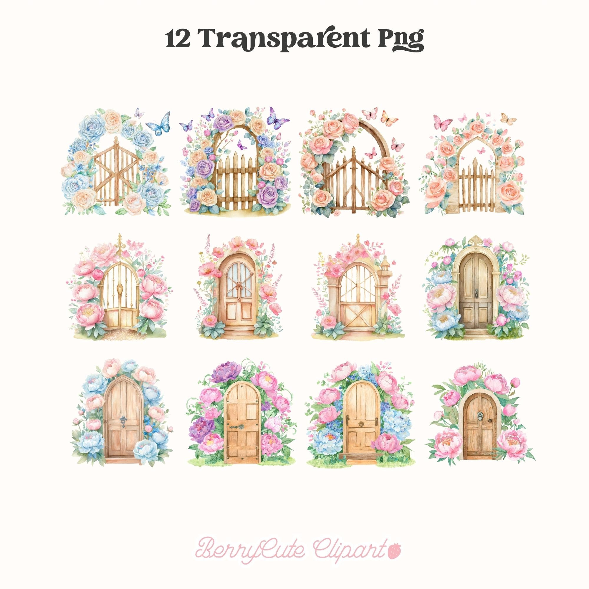 Fairy Door Clipart Pack, Fantasy Clipart, Fairy Cottage Door, Fairy ...