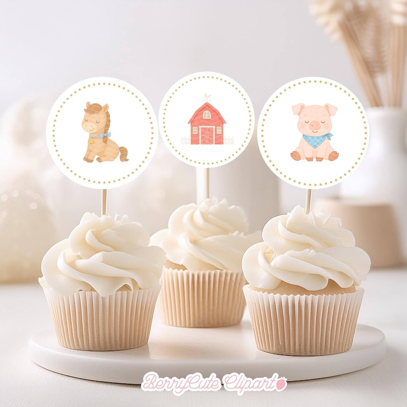 Cute Farm Clipart Set, Watercolor Farm Animals, Cute Pig Clipart, Baby ...