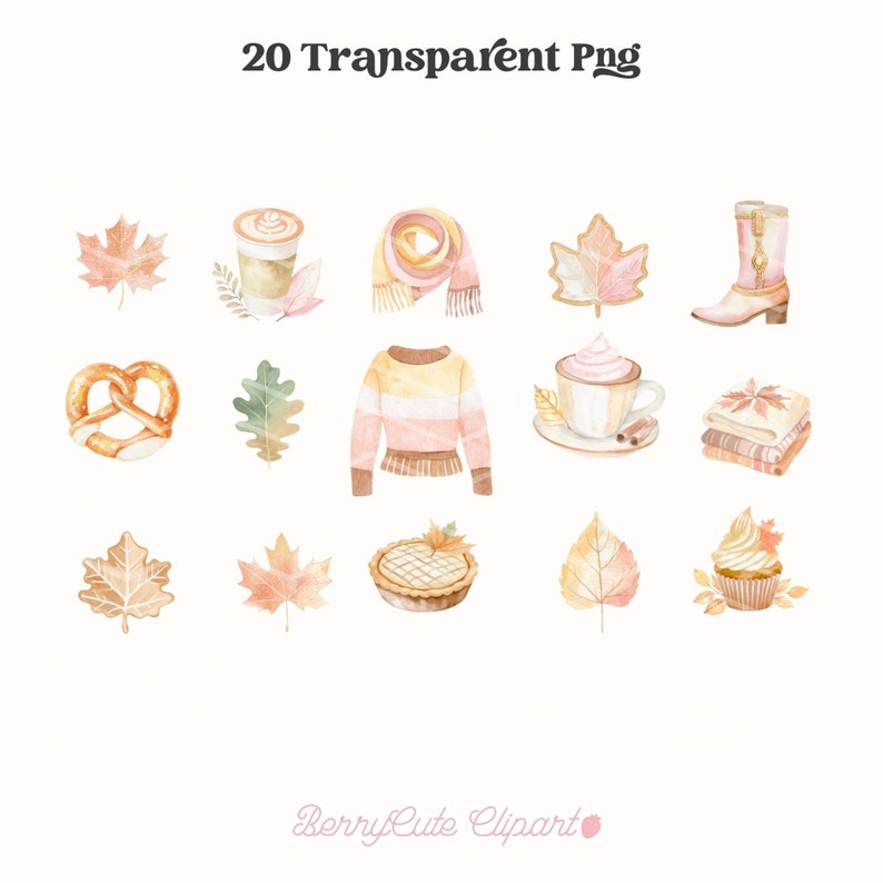 Fall Clipart Pack, Autumn Clipart Set, Cozy Autumn, Thanksgiving ...