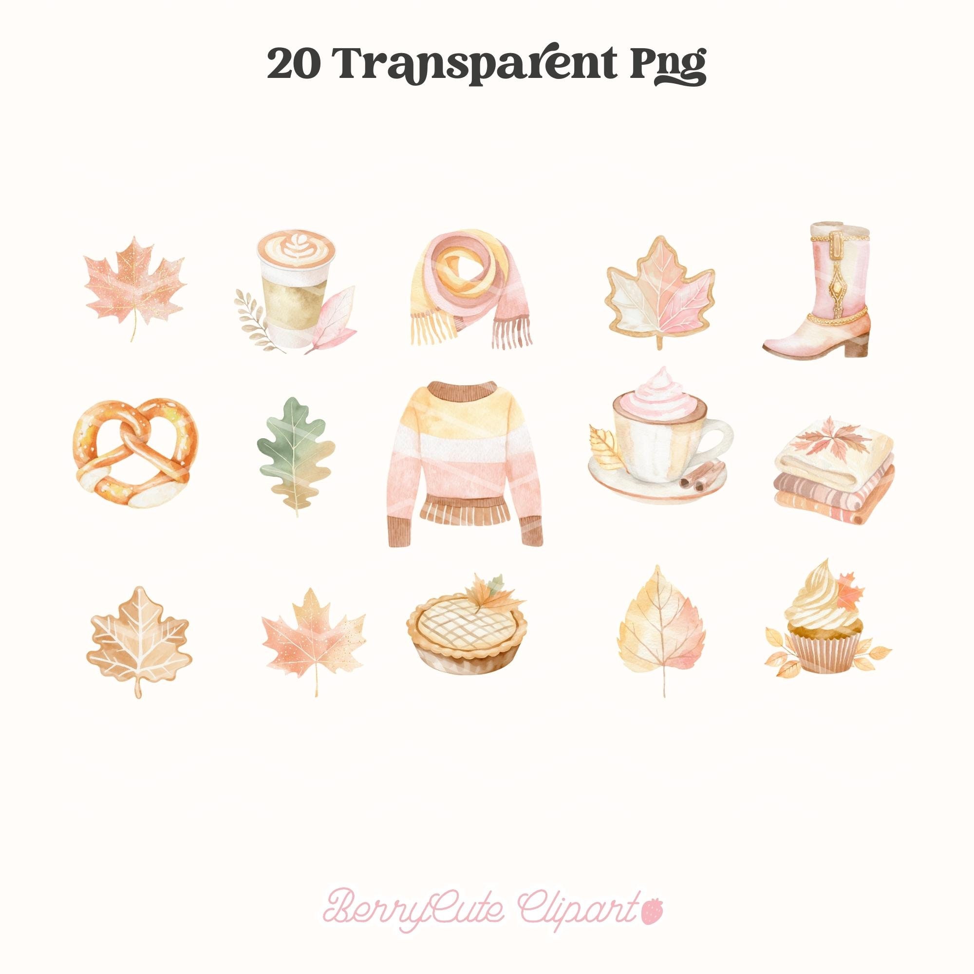 Fall Clipart Pack, Autumn Clipart Set, Cozy Autumn, Thanksgiving ...