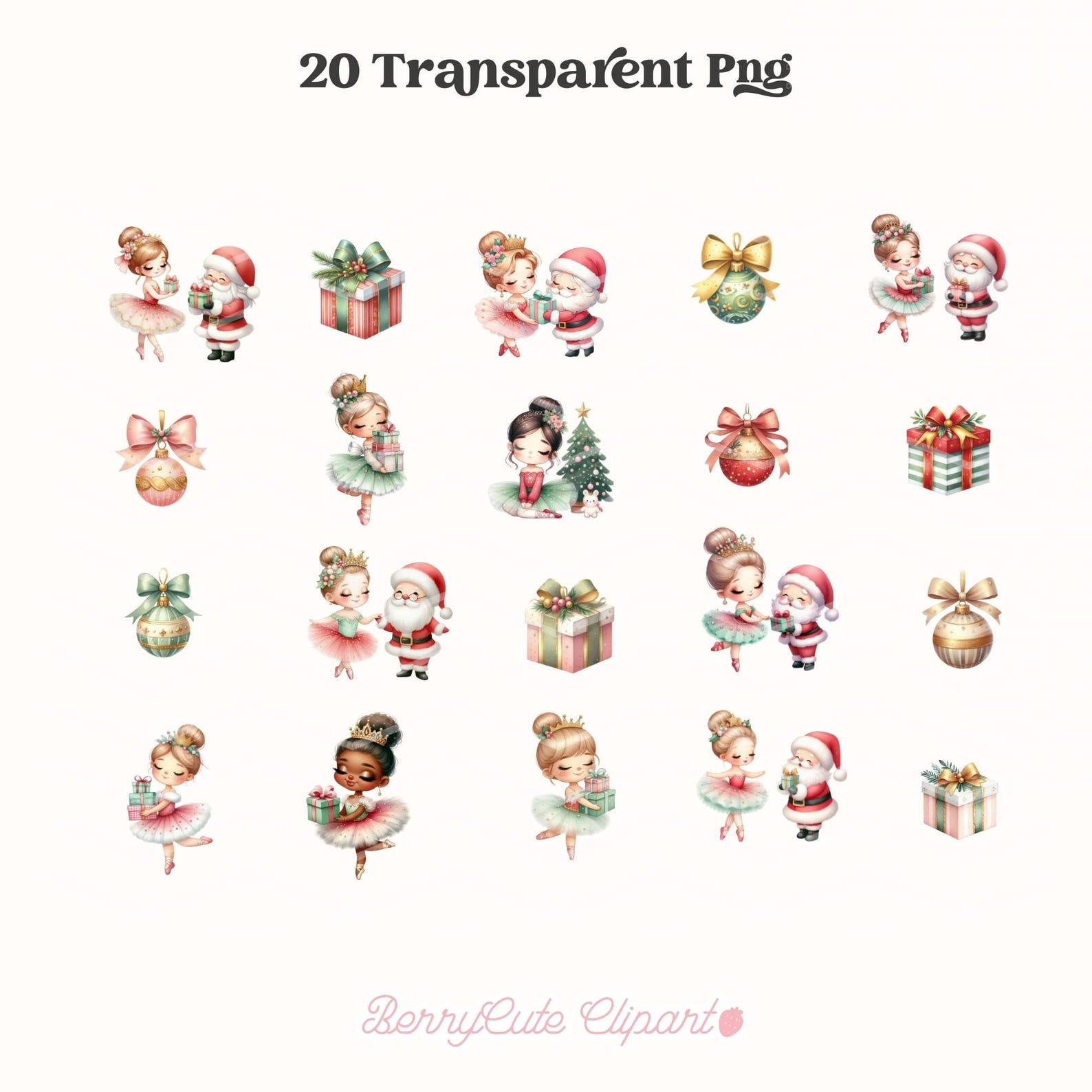 Secret Santa Clipart, Santa & Princess Clipart, Christmas Ballerina ...