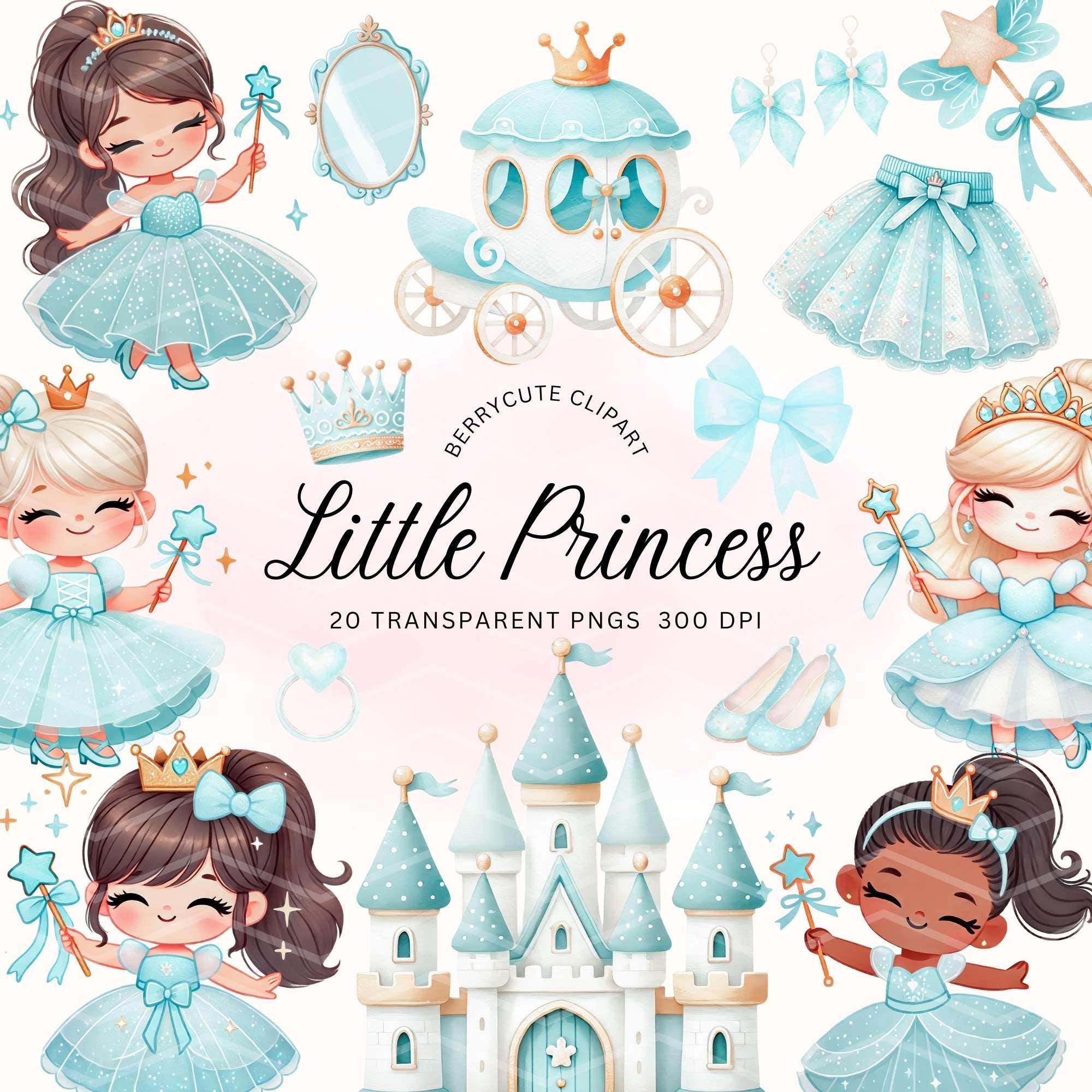 Blue Princess Clipart Pack, Little Princess Clipart, Cute Princess ...