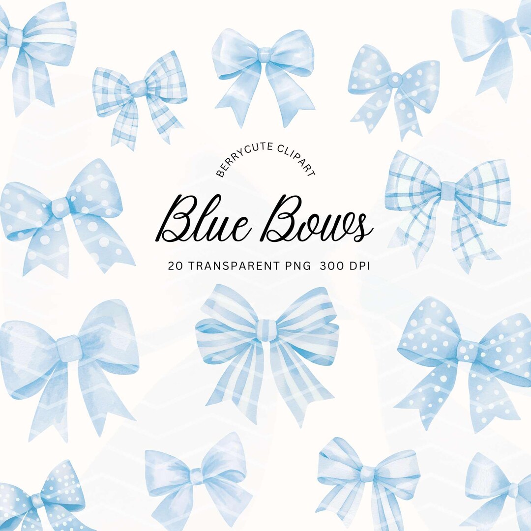 Blue Bow Clipart Pack, Blue Coquette Png, Cute Bow Clipart, Coquette ...