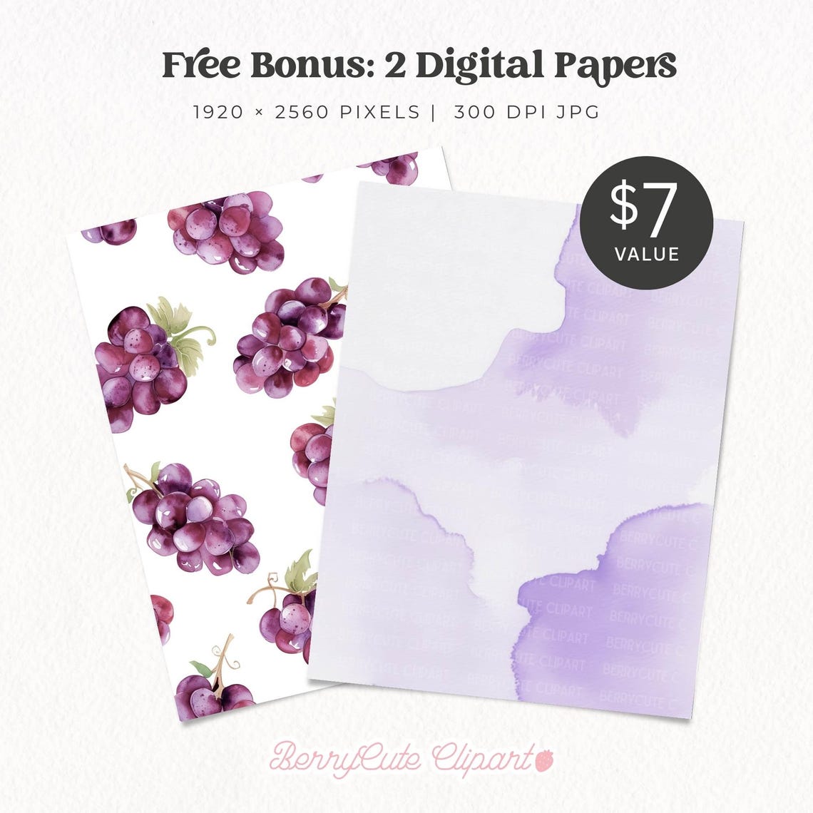 Grape First Birthday Clipart, Watercolor Grape, First Birthday Clipart ...