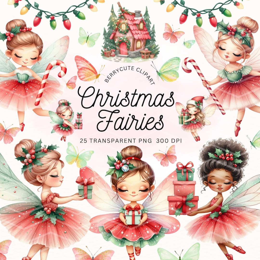 Christmas Fairy Clipart Bundle, Enchanting Christmas Fairy Clipart ...