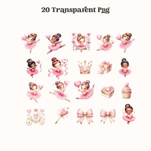 Valentine Princess Clipart Pack, Pink Princess Clipart, Ballerina ...