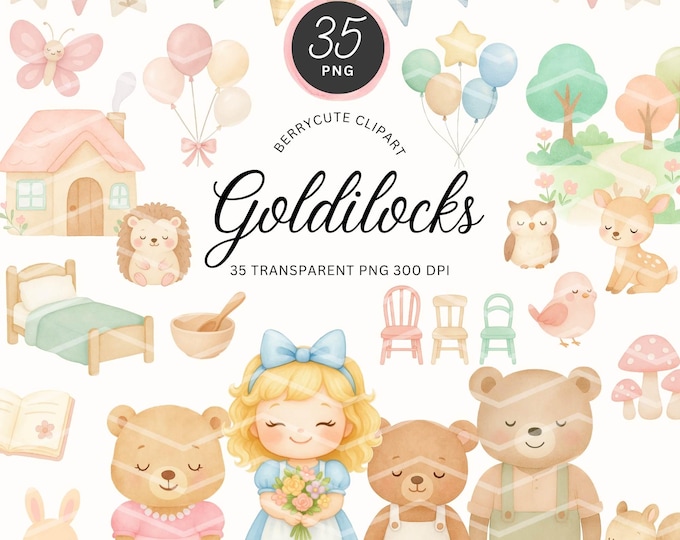 Goldilocks and the Three Bears Digital Stamps, Clipart, PNG, SVG ...