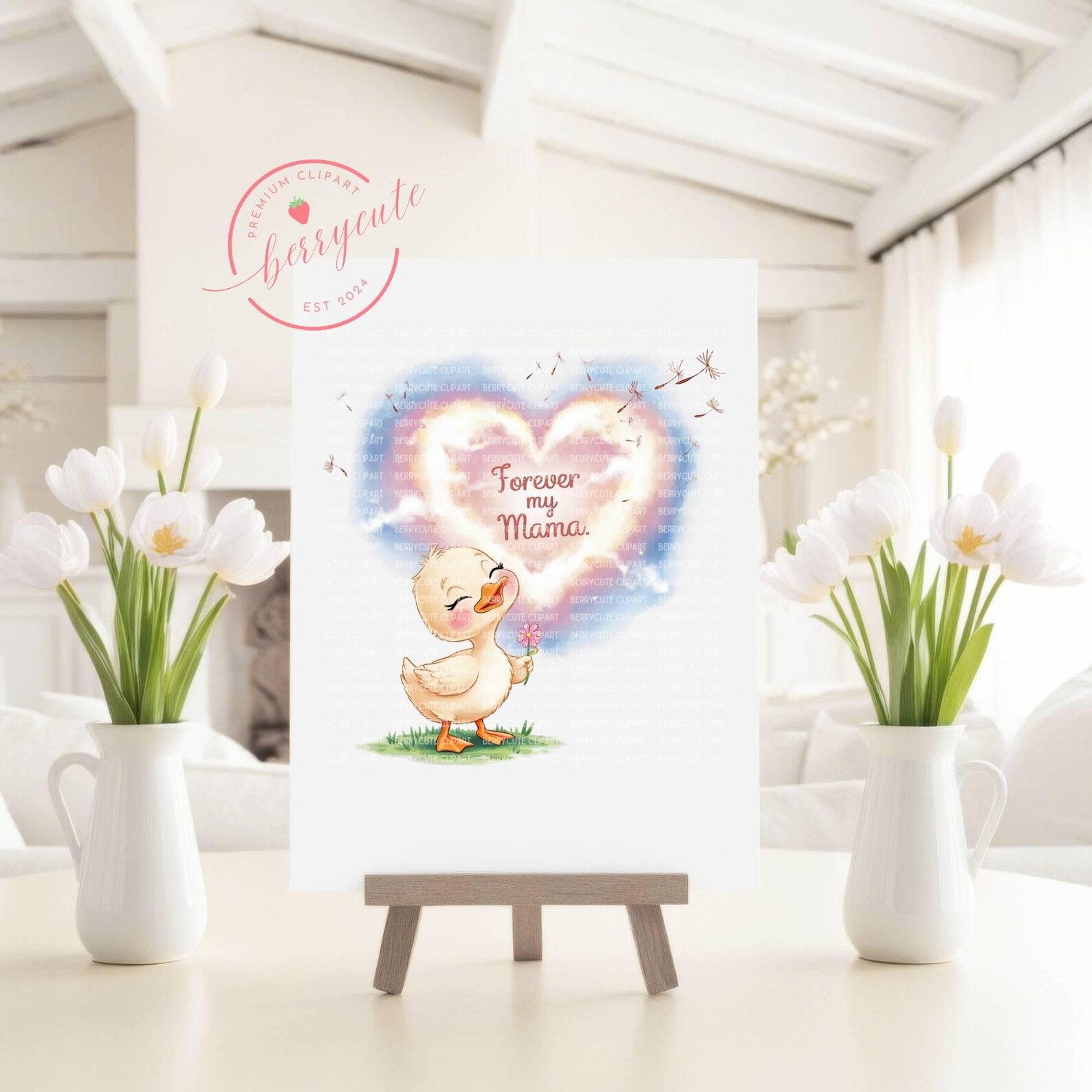For My Mom in Heaven Clipart, Mother's Day Duck Clipart, Memorial ...