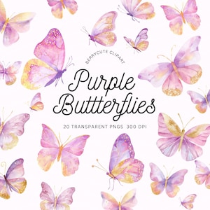 Purple Pink Butterfly Clipart Pack, Purple Butterflies Clip Art ...