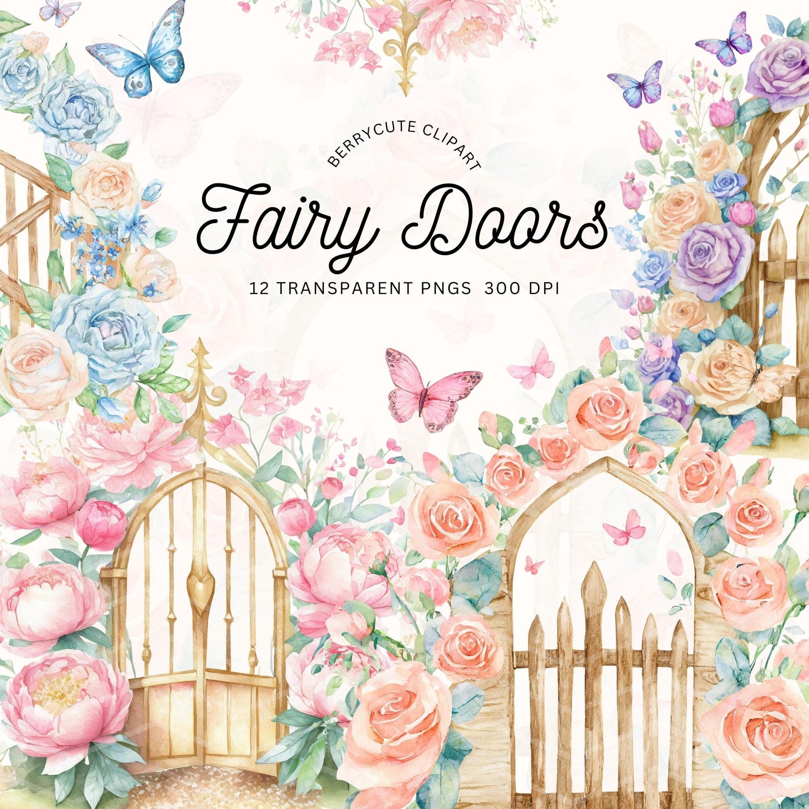 Fairy Door Clipart Pack, Fantasy Clipart, Fairy Cottage Door, Fairy ...