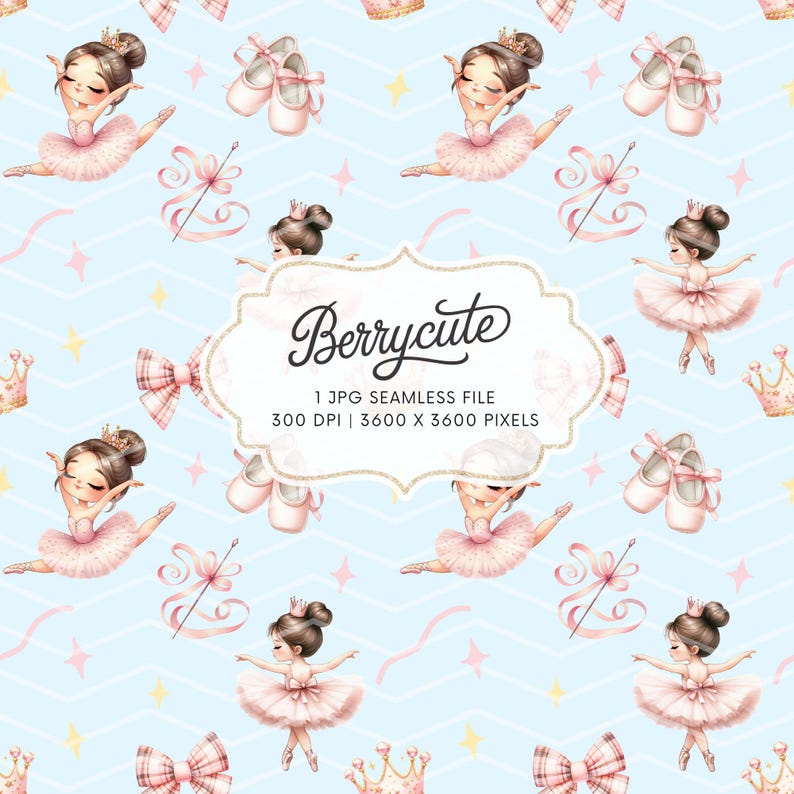 Princess Ballerina Seamless Pattern, Ballet Tutu Seamless, Pink ...