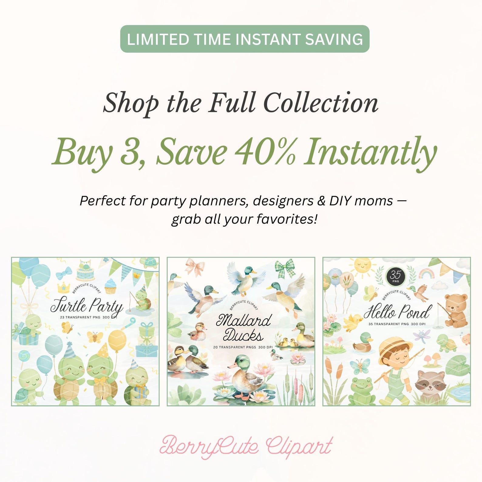 Pond Life Clipart Bundle, Pond Scene Clipart, Frog Clipart, Duck Pond ...