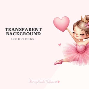 Valentine Princess Clipart Pack, Pink Princess Clipart, Ballerina ...