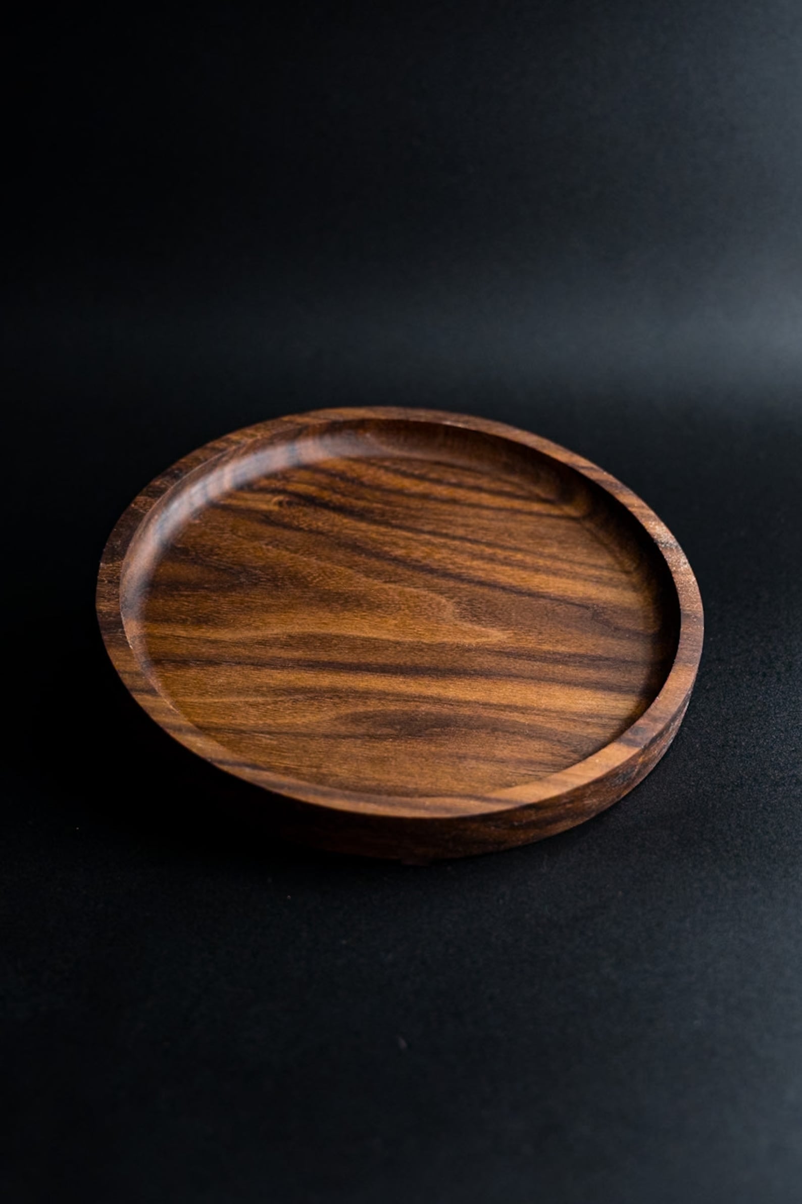 Hand Carved Tray, Circular Walnut Dish, Food Safe Serving Plate, Home ...